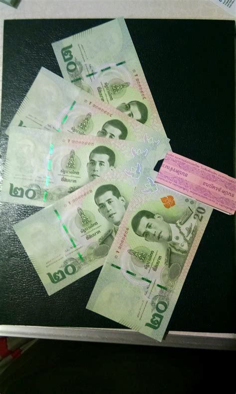 Stack 100 Pcs Unc Thailand Banknotes 20 Baht Currency Money 10th Thai