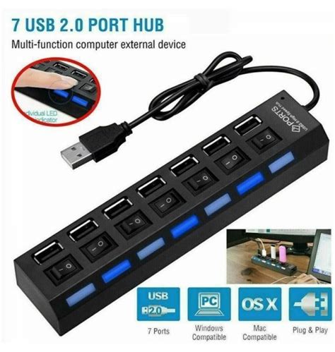 Pc 4 또는 7 포트 용 Usb 허브 익스텐더 연장 커넥터 20 마이크로 충전 포트가있는 긴 케이블 빠른 데이터 전송 티몬