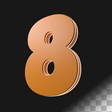 Premium Psd Number 8 3d Style With Neon Lights