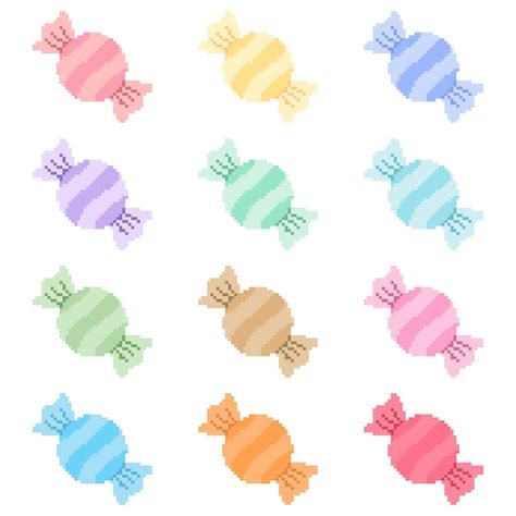 Pixel Candy Sweet Set 12 Colors Cute Pastel Pixel Art Candy Collection