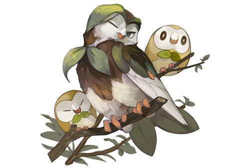 Dartrix Art Deer Pokemon Shiny Rowlet Art Owls