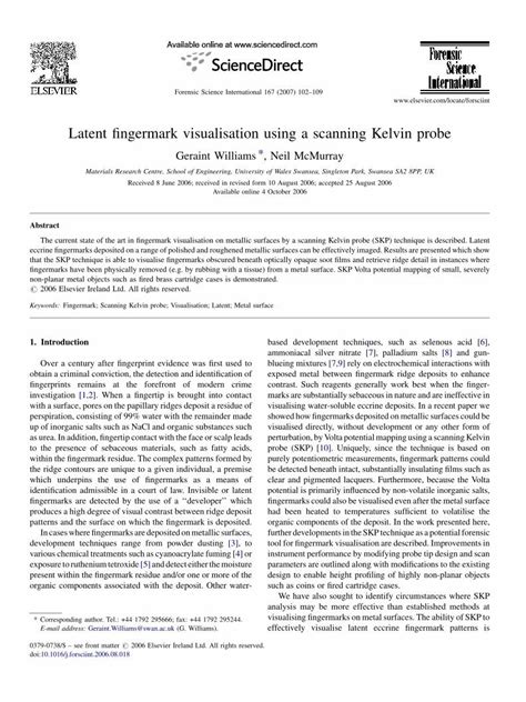 Pdf Latent Fingermark Visualisation Using A Scanning Kelvin Probe