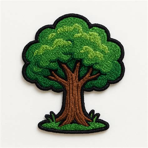 Embroidered Tree Patch Design With Vibrant Leaves For Hats Playground