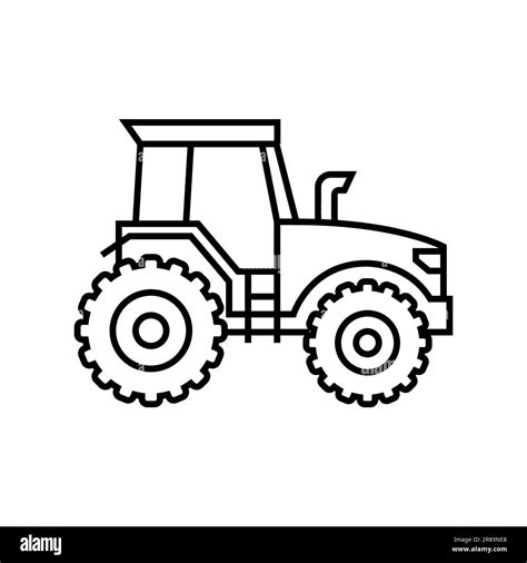 Tractor Black Icon Agricultural Machinery Flat Vector Illustration