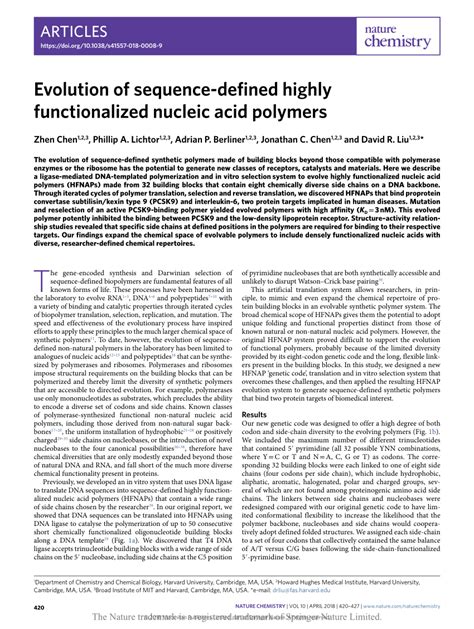 Evolution Of Sequence Defined Highly Functionalized Nucleic Acid Polymers