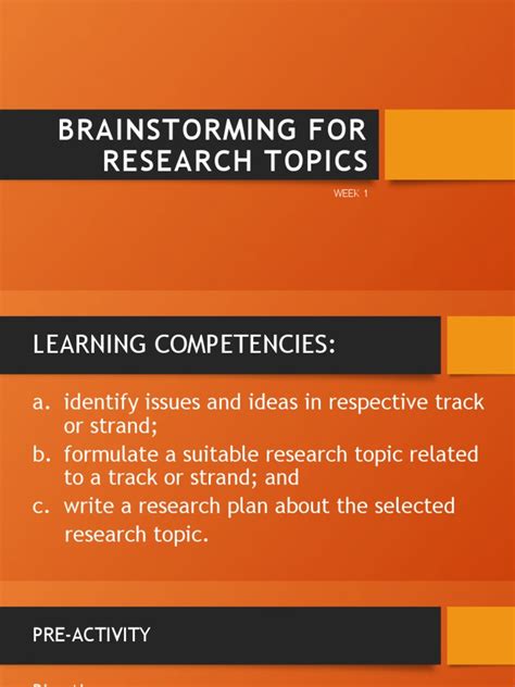 Iii Topic 1 Brainstorming For Research Topics Pdf Science Scientific Method