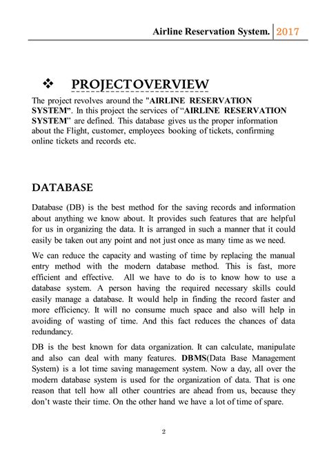 ms access database project proposal on airline reservation system docx
