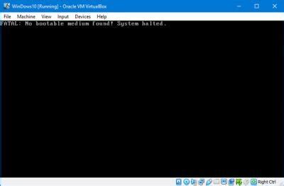 FATAL No Bootable Medium Found System Halted Error In VirtualBox