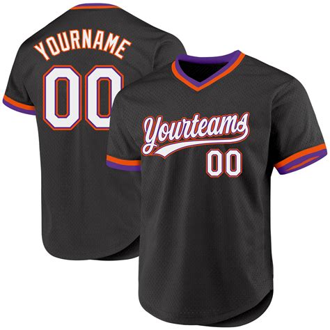 2024 Custom Black Purple Orange Authentic Throwback Baseball Jersey