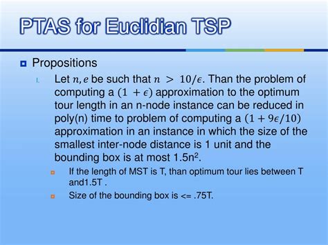 Ppt Polynomial Time Approximation Schemes For Euclidean Tsp