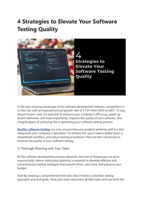 Ppt 4 Strategies To Elevate Your Software Testing Quality Powerpoint