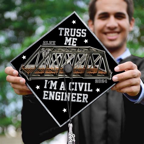 Personalized Civil Engineer Graduation Cap Custom Engineer Cap Decorations To Honor Your Hard