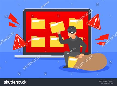 Hacker Stealing Document Folder Icon Laptop Stock Vector Royalty Free 2225186543 Shutterstock