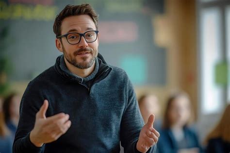 Premium Photo Man In Glasses Giving A Presentation
