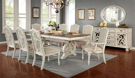 Cm3150wh T 7pc 7 Pc Arcadia Rustic Antique White Finish Wood Trestle