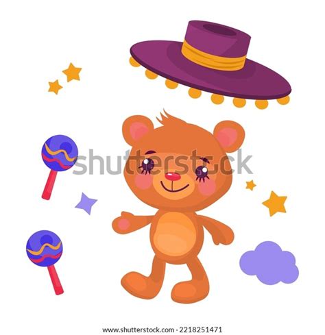 Cute Teddy Bear Dancing National Attributes Stock Vector Royalty Free 2218251471 Shutterstock