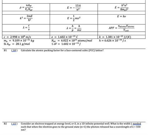 Solved B1 10 Calculate The Atomic Packing Factor For A