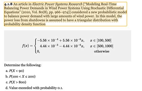 Solved An Article In Electric Power Systems Research Chegg