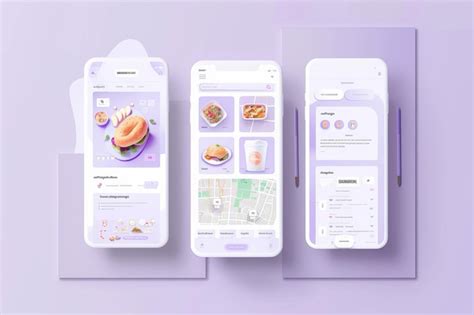 A Set Of Gui Elements For A Food Delivery App A User Interface For A