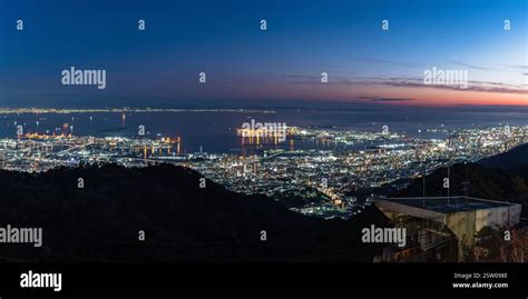 A Stunning Night View Of Kobe City Rokko Island And Port Island