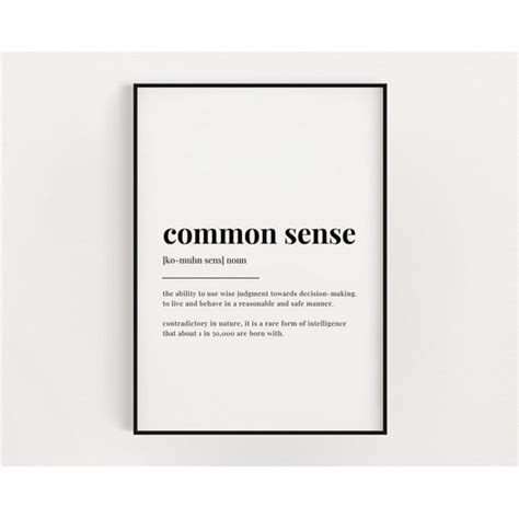 Common Sense Definition Print Wall Art Print Common Sense Print