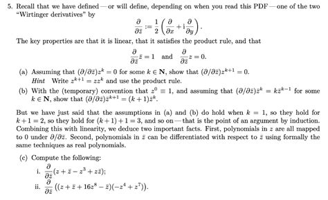 Solved Recall That We Have Defined Or Will Define
