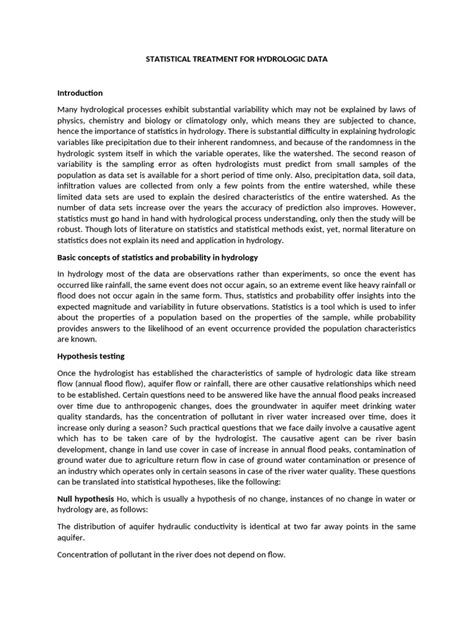 Statistical Treatment For Hydrologic Data Pdf Statistics Science