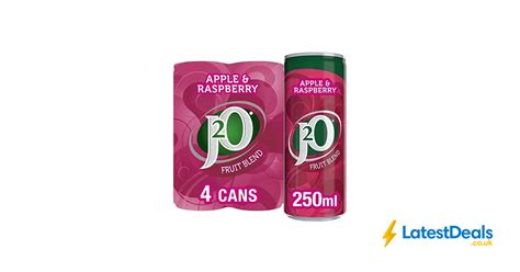 J2O Apple and Raspberry Fruit Juice, 250ml Cans (Pack of 4), £2 at Amazon