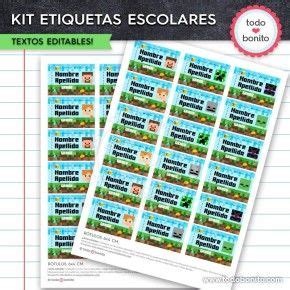 Minecraft Kit Imprimible Etiquetas Escolares Etiqueta Escolares Kit