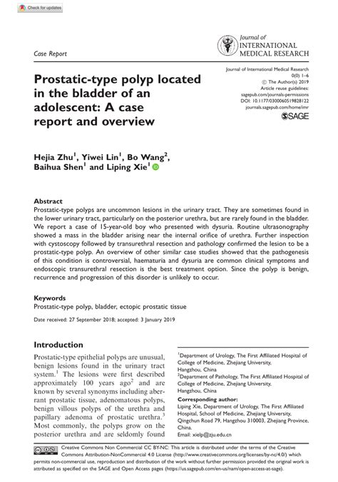 Pdf Prostatic Type Polyp Located In The Bladder Of An Adolescent A Case Report And Overview
