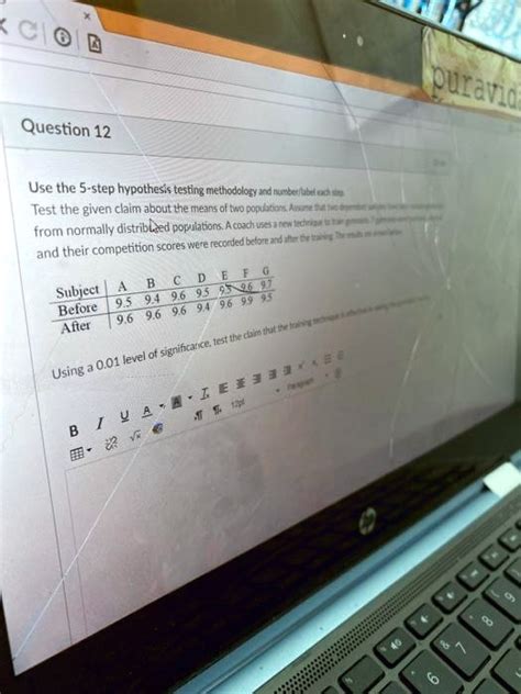 Solved Question 12 Use The 5 Step Hypothesis Testing Methodology And Runbaqbbde Pep Test The