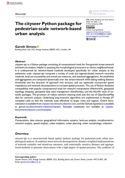 Pdf The Cityseer Python Package For Pedestrian Scale Network Based