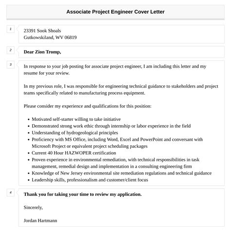 Associate Project Engineer Cover Letter Velvet Jobs