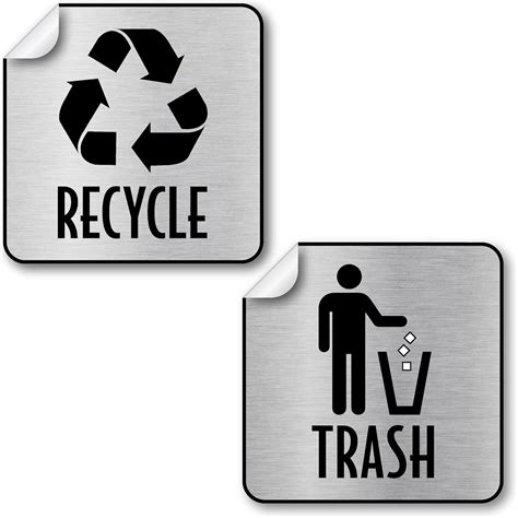 Recycle And Trash Stickers For Trash Cans Premium Vinyl