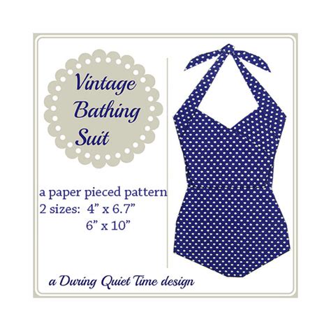 Vintage Bathing Suit Paper Pieced Pattern Etsy Vintage Bathing
