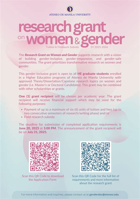 Research Grant On Women And Gender Tuition And Fieldwork Subsidy Sy 2025
