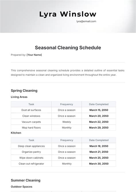 Free Classroom Cleaning Schedule Template To Edit Online