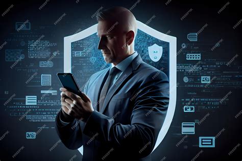 Cyber Security Network Data Protection Concept Businessman Using Tablet Computer With Digital
