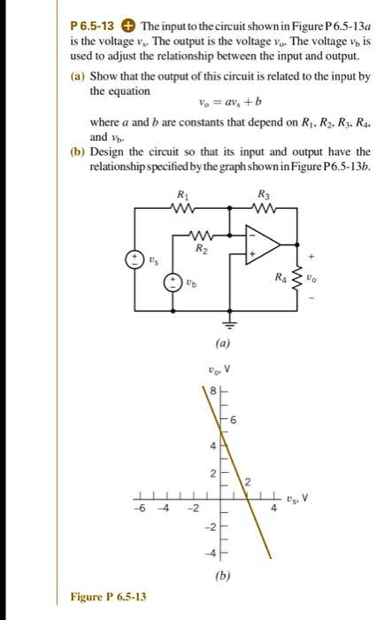 p6 5 13 the input to the circuit shown in figurep6 5 13a is the voltage vs the output is the