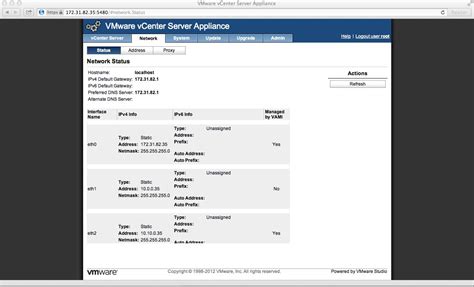 vcsa web management network error ipnet