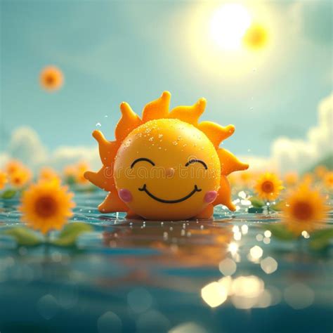 3d Sun Cartoon In Summer Setting Animated Representation Of Warmth