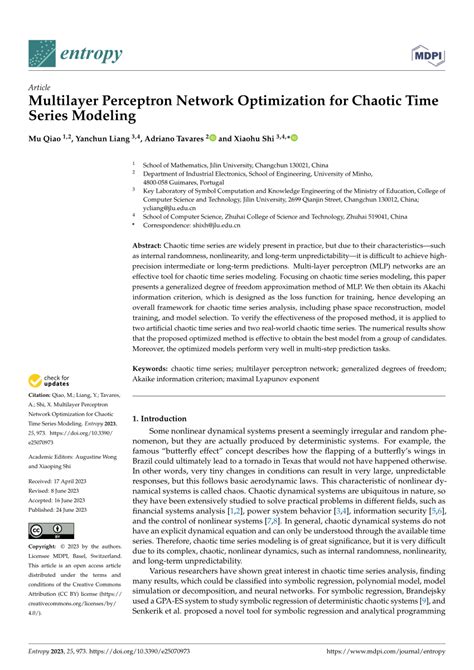 Pdf Multilayer Perceptron Network Optimization For Chaotic Time Series Modeling
