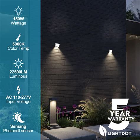 Lightdot 150w Led Wall Pack Lights With Photocell 22500lm Eqv1300w Hps 5000k Ip65 Outdoor