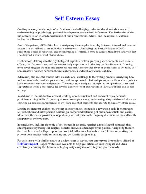 Self Esteem Essay Download Free Pdf Self Esteem