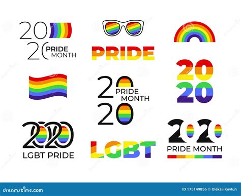 Lgbtq Stickers Set With Hand Lettering Pride Month Hand Drawn Icons