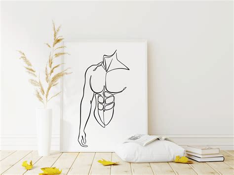Man Line Art Male Body Line Drawing Abstract Naked Body Etsy