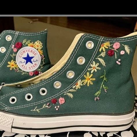 Custom Embroidery Converse Sports Shoes Converse High Top Floral