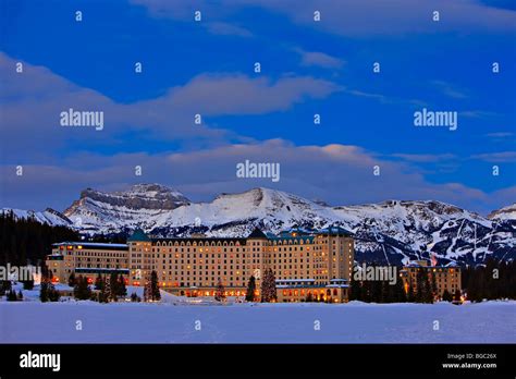 Winter Landscape At The Fairmont Chateau Lake Louise On The Shores Of