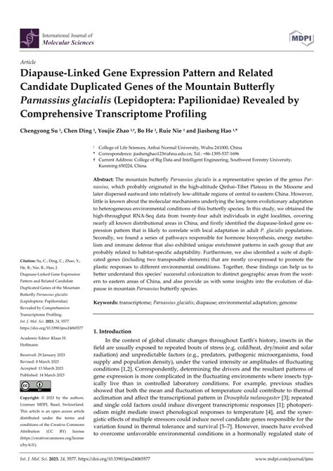 Pdf Diapause Linked Gene Expression Pattern And Related Candidate