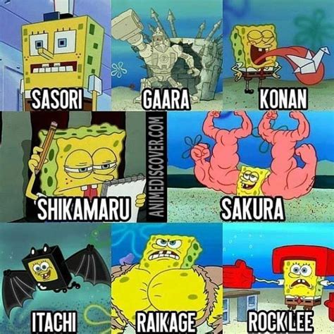 Spongebob Feat Naruto Meme De Anime Memes Divertidos Memes De Anime
